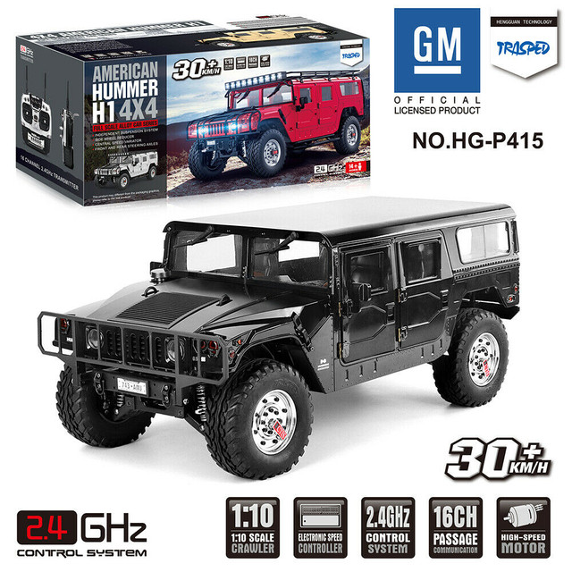 RC 1/10 HUMMER H1 4X4 Truck Full Option 2-Speed + Sounds + LED *RTR* RED