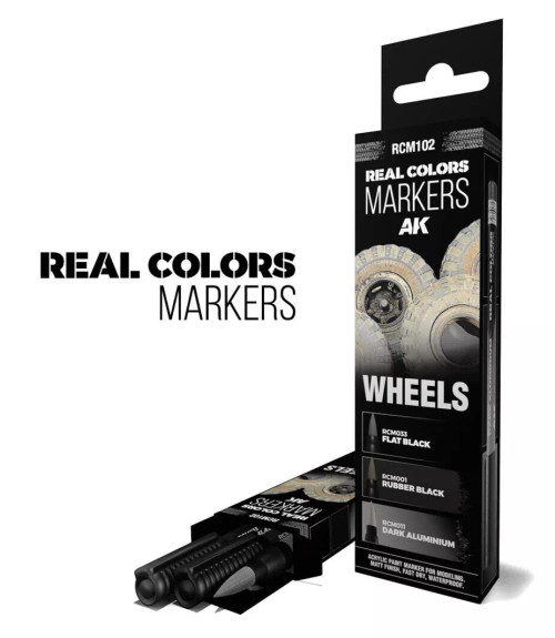 AK Interactive REAL COLORS MARKERS - WHEELS -Set (3pcs) #RCM102