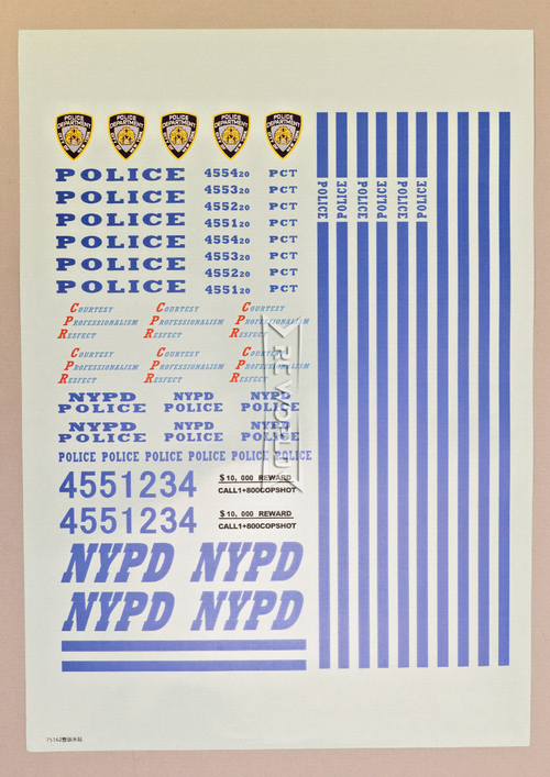 RC 1/10 Decals NYPD POLICE Water Slide Sticker Sheet