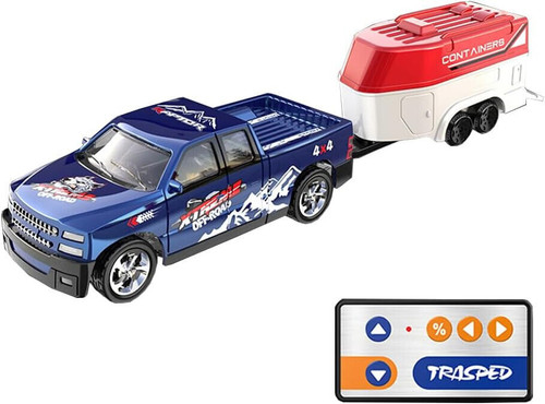 RC Micro 1/64 PICKUP TRUCK W/ Trailer + LED 2.4ghz *BLUE*