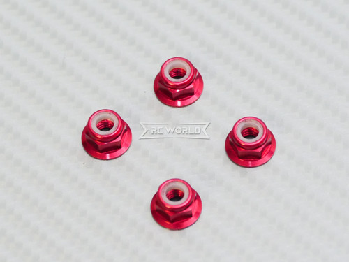RC 1/10 Anodized Aluminum M4 Nylon Center NUT CAP -4 pcs - RED