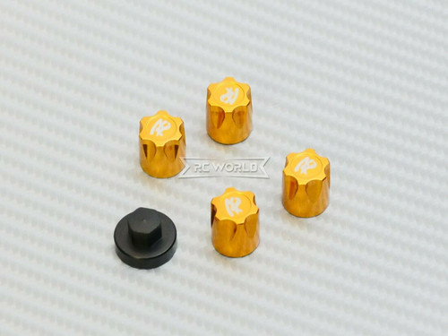 Rc Center Lock Nut METAL WHEEL CAPS M4 Lug Nut W/ Tool (4PCS) GOLD