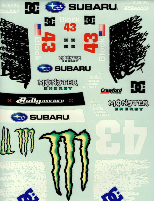 RC 1/10 DECAL Stickers -MONSTER ENERGY * DC *SUBARU Vinyl Sheet