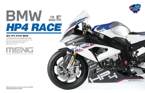 Meng 1/9 BMW Motorcycle HP4 RACE BIKE (PRE-COLORED) Plastic Model Kit