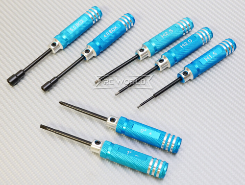 RC Mini TOOL Set 7 PCS Hex Driver Set Lightweight - BLUE
