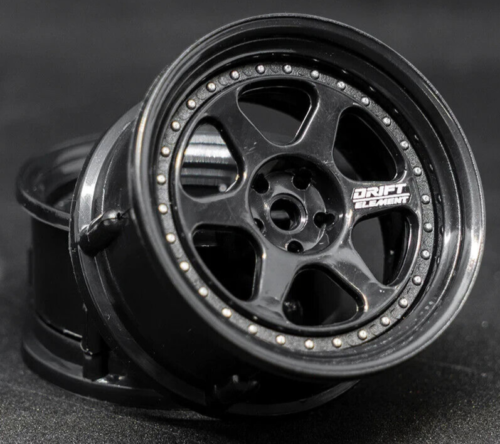 DS Racing 6 SPOKE RIMS Adjustable Offset BLACK / BLACK-2PCS #DE-206