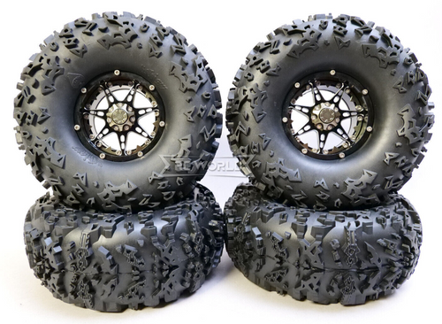1/10 Truck Wheels 2.2 Aluminum RIMS Beadlock 7 Star RIMS + TIRES 140MM ...