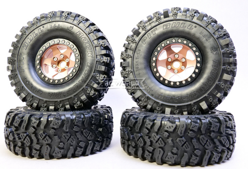 RC Truck Rims 1.9 Metal BEADLOCK 6 STAR Wheels W/ 120mm PB Tires (4pcs ...