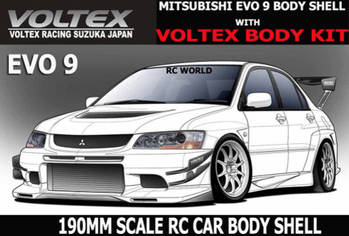 1/10 RC Car Body Shell MITSUBISHI EVOLUTION EVO W/ Voltex Kit