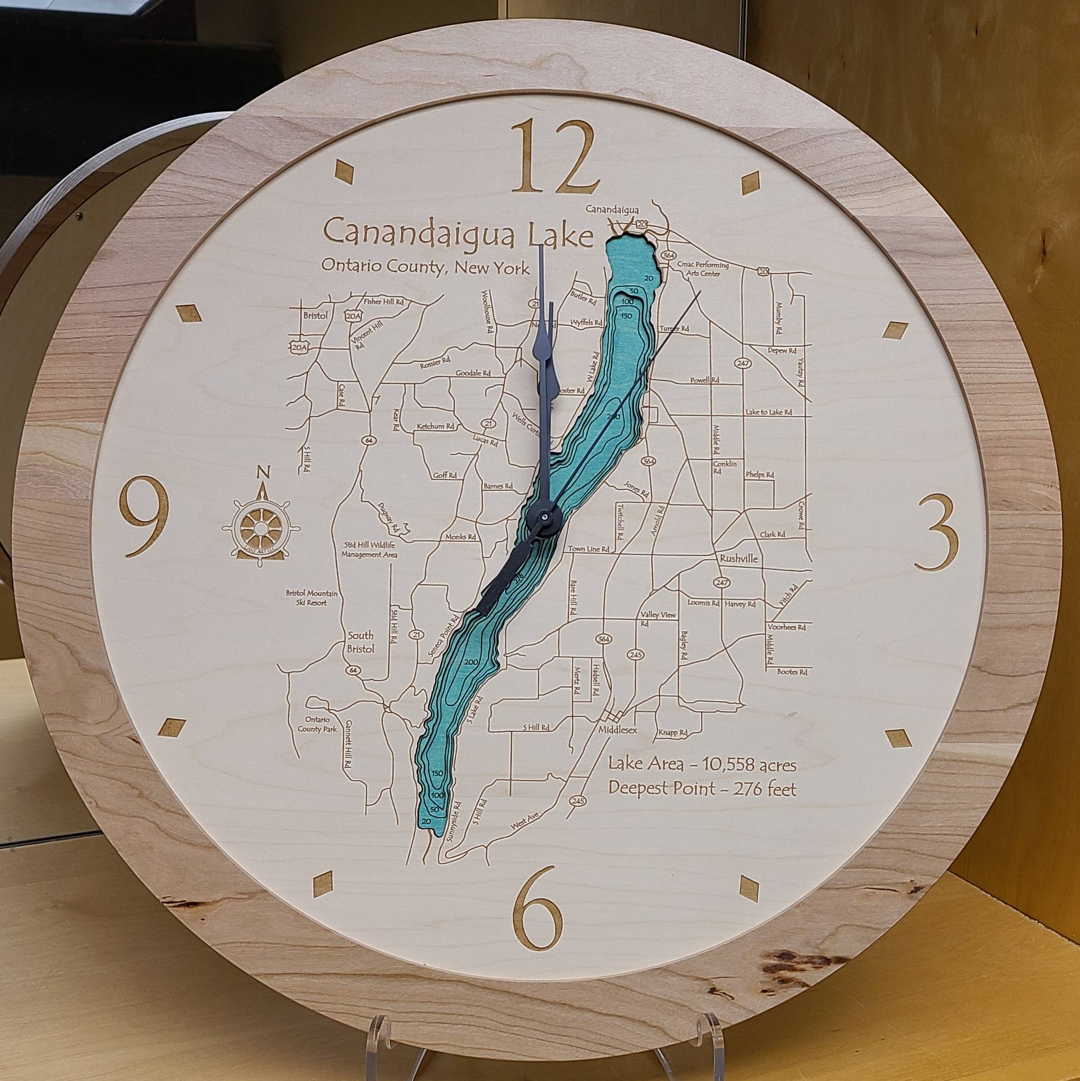 Canandaigua Lake Multi Depth Clock