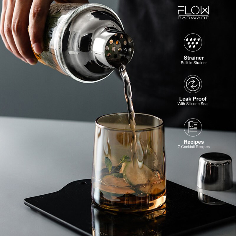 FLOW Glass Cocktail Shaker with Recipes | The Kitchen Gift Company