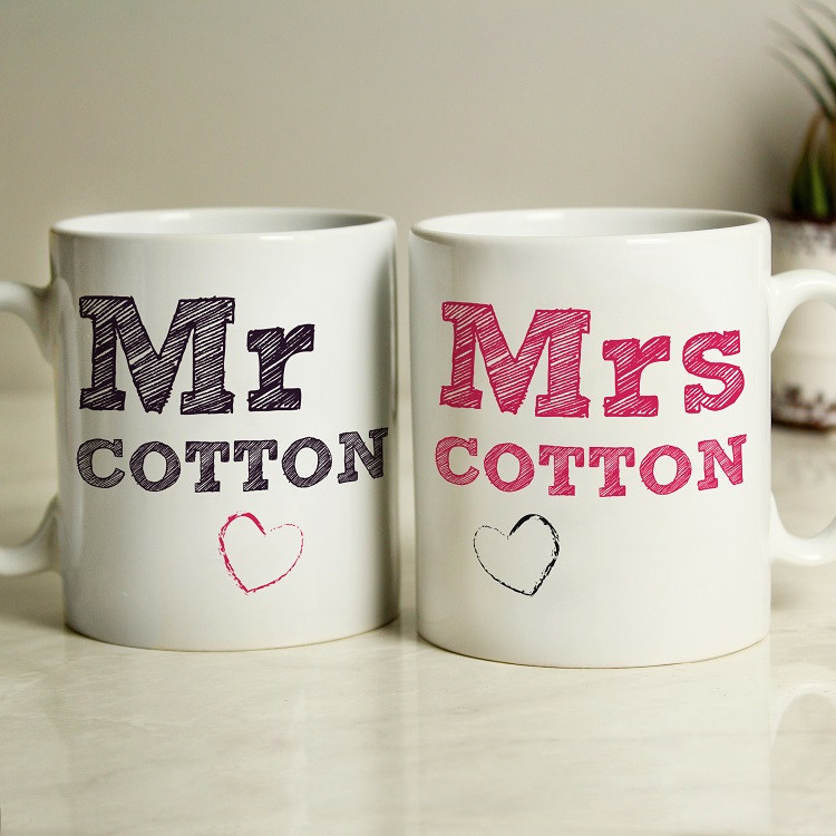 Personalised Mr & Mrs Mug Set | Couples Mug Set | The Kitchen Gift Co