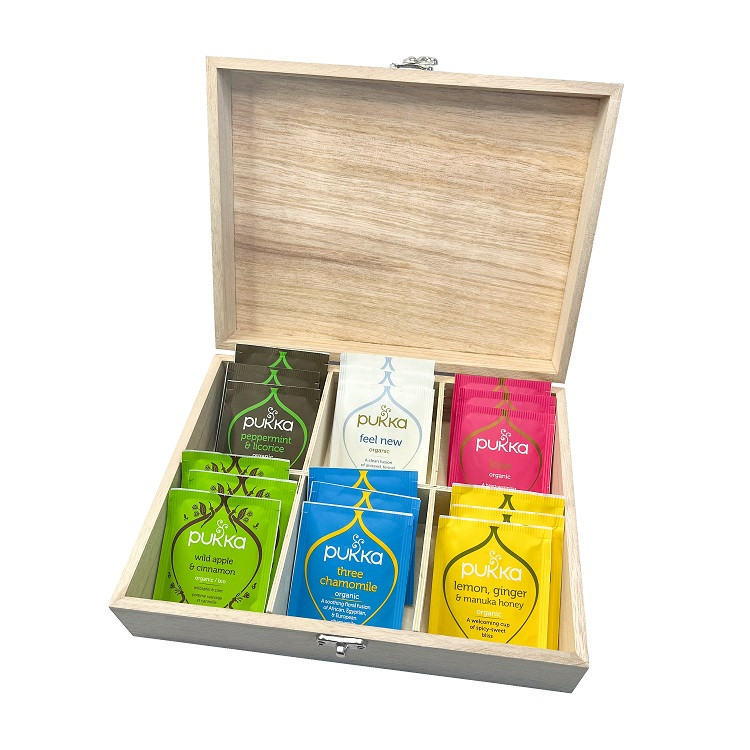Personalised Wooden Tea Box with Pukka Teas | The Kitchen Gift Company