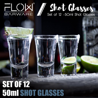 50ml Clear Shot Glasses Set of 12 | Flow Barware Party Shot Glasses ...