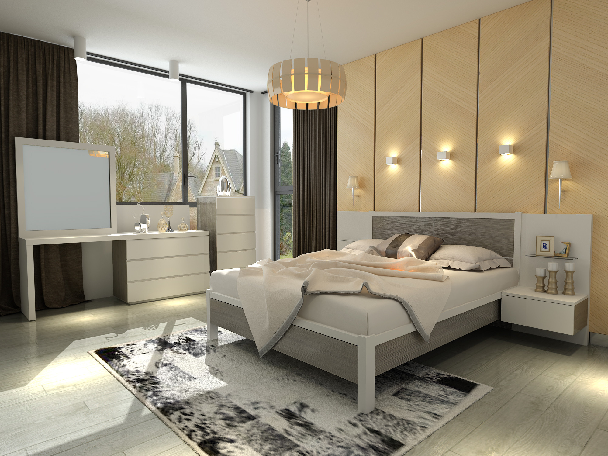 Pesaro Bed w/ 2 Nighstand