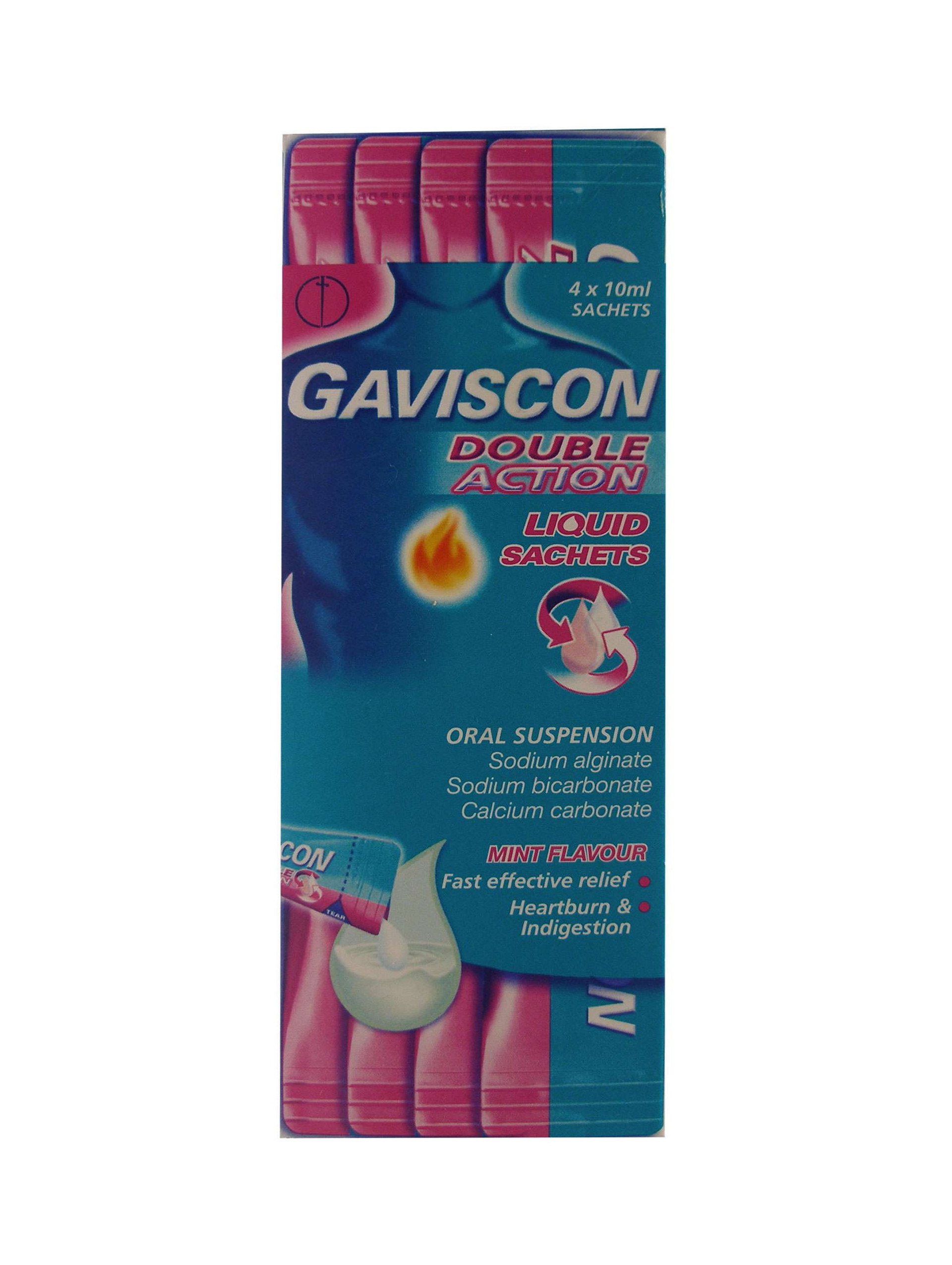 Gaviscon Double Action Heartburn and Indigestion 4 Liquid Sachets | withaid