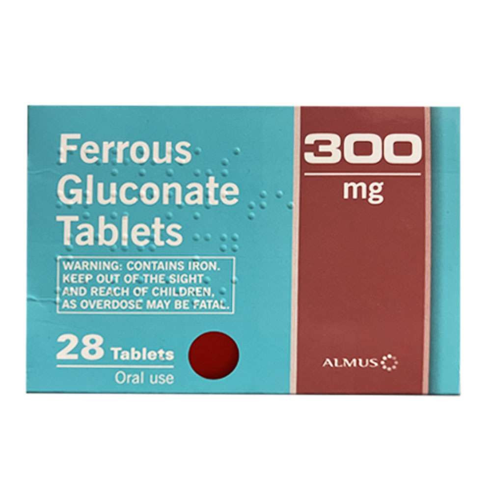 Almus Ferrous Gluconate 300mg 28 Tablets | withaid