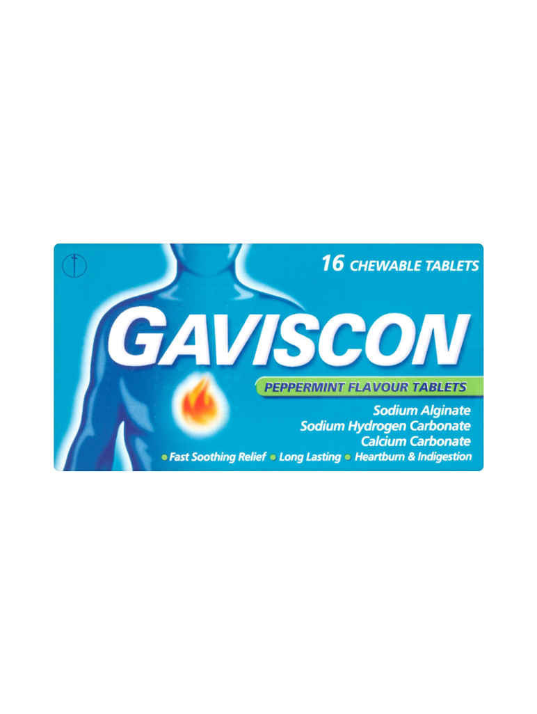 Gaviscon Heartburn and Indigestion Relief Peppermint 16 Tablets | withaid