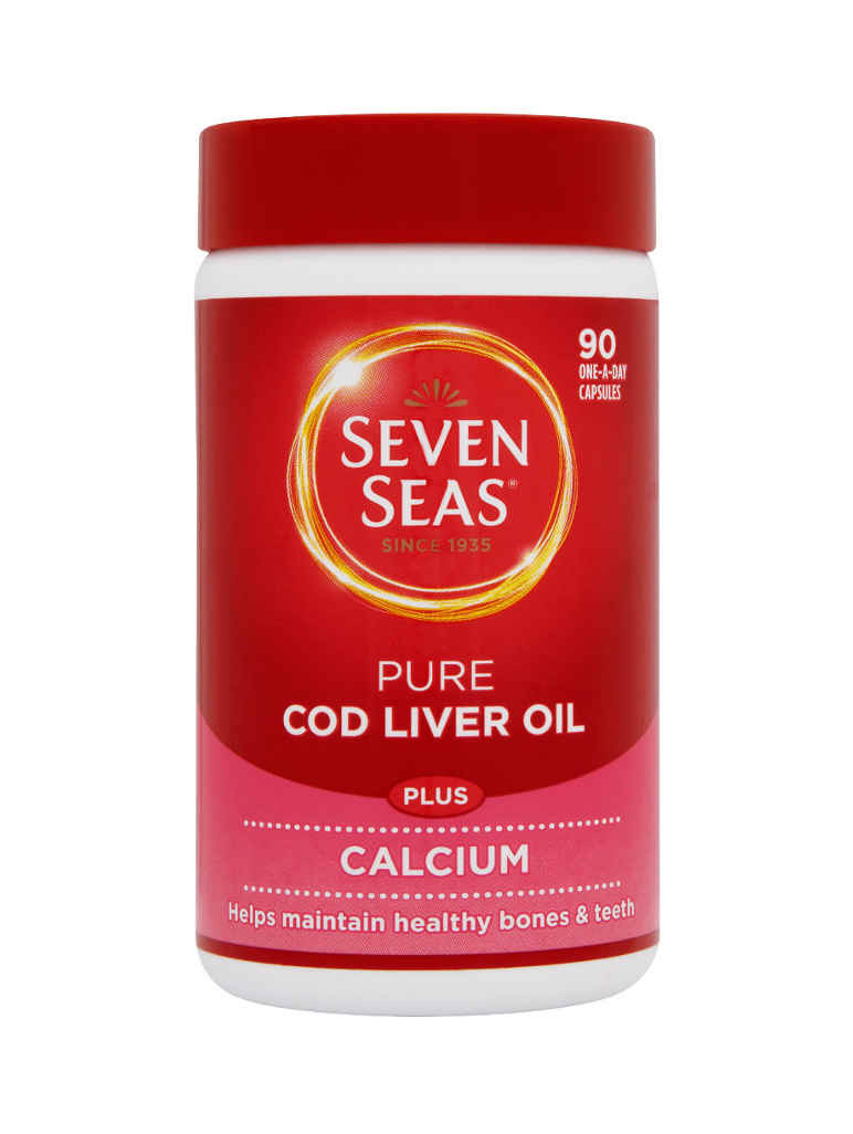 Seven Seas Pure Cod Liver Oil Plus Calcium 90 Capsules | withaid