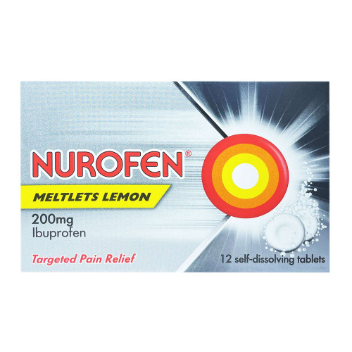 Nurofen Meltlets Lemon Self-dissolving 200mg 12 Tablets | withaid