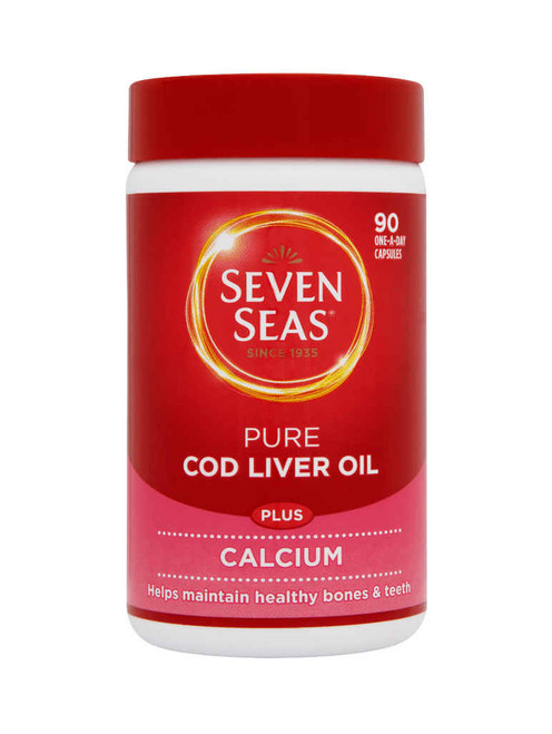 Seven Seas Pure Cod Liver Oil Plus Calcium 90 Capsules