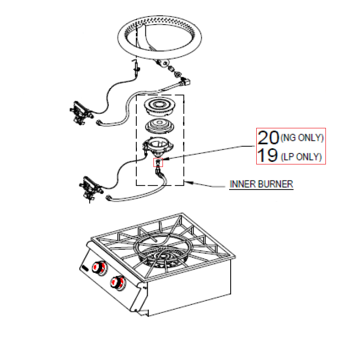 97128/97129 Power Burner Inner Burner Lower Base with Orifice ...