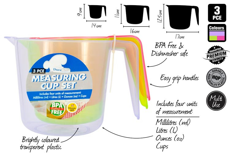 DURACHEF 3pc Measuring Cup Set (KT-555)