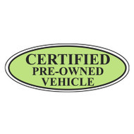 Certified Pre-Owned Vehicle Oval Sign {Black/Chartreuse}
