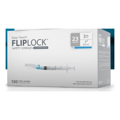 EasyTouch® FlipLock Safety Syringe 3 mL, 23G, 1” Needle