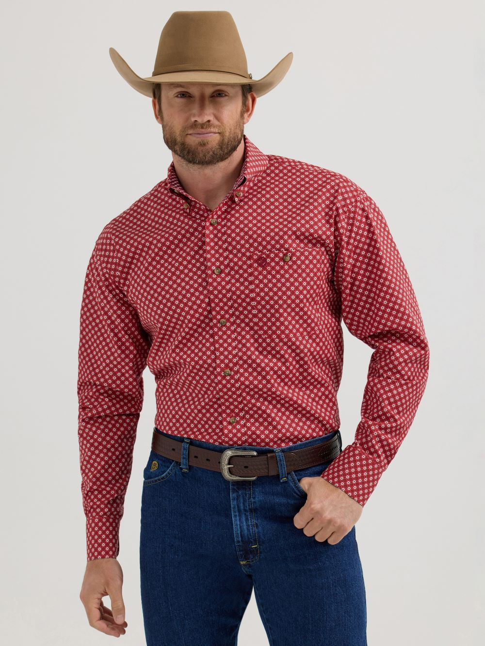 GEORGE STRAIT RED GEO PRINT 112356601 WRANGLER
