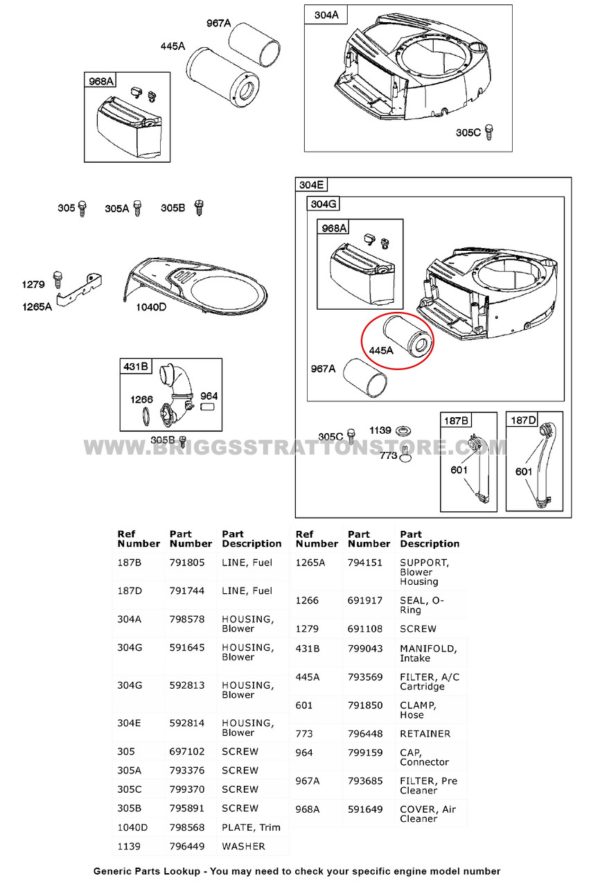 793569 Briggs and Stratton Filter-Air Cleaner Cartridge OEM