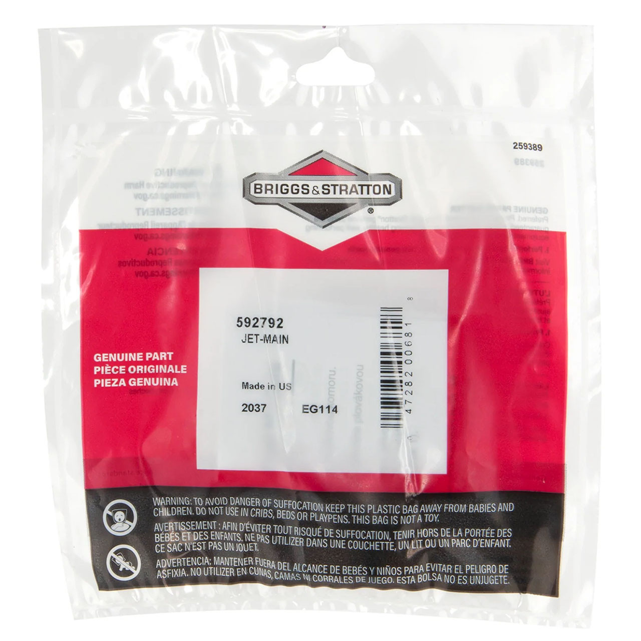BRIGGS AND STRATTON 592792 - JET-MAIN