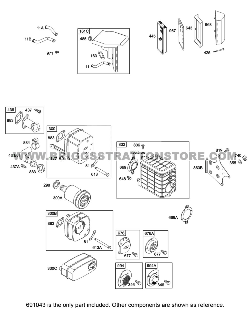 8HP Briggs and Stratton Air Filter 691643 OEM