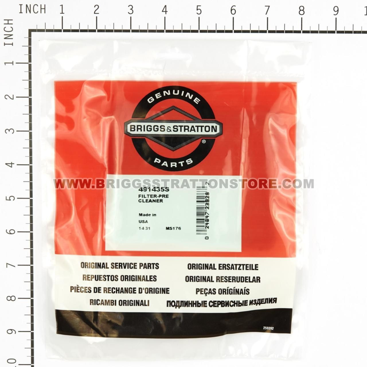 491435S Briggs and Stratton Filter-Pre Cleaner OEM