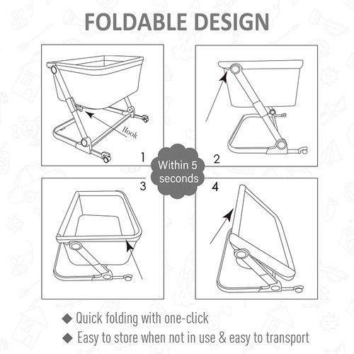 Babylo Snuggle Cuddle Bedside Co Sleeper Crib, Height Adjustable, Mesh ...