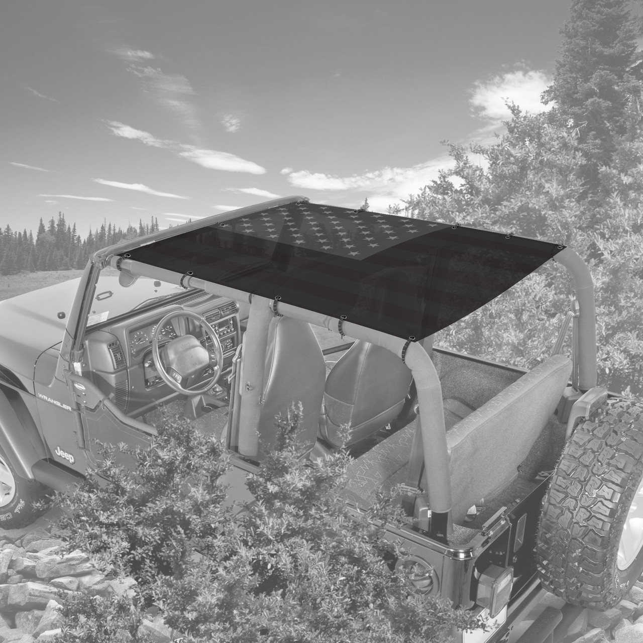 USA Greyscale Sunshade for Jeep Wrangler TJ | 4x4 Attitude