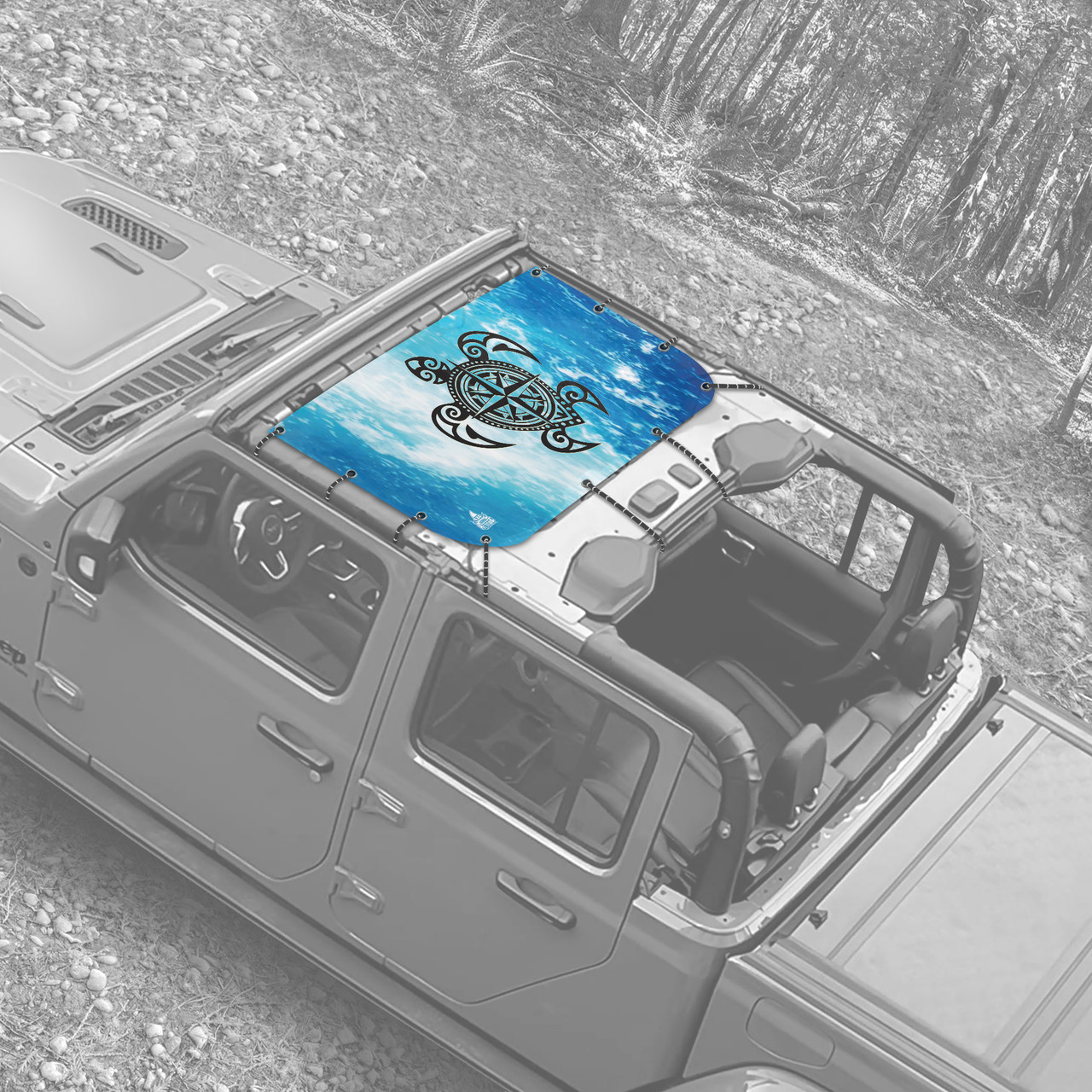 Tribal Turtle Black - JT Truck Sunshade | 4x4 Attitude