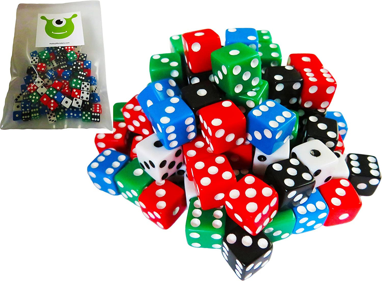 100 Mini Game Dice 5 Colors - Hobby Monsters