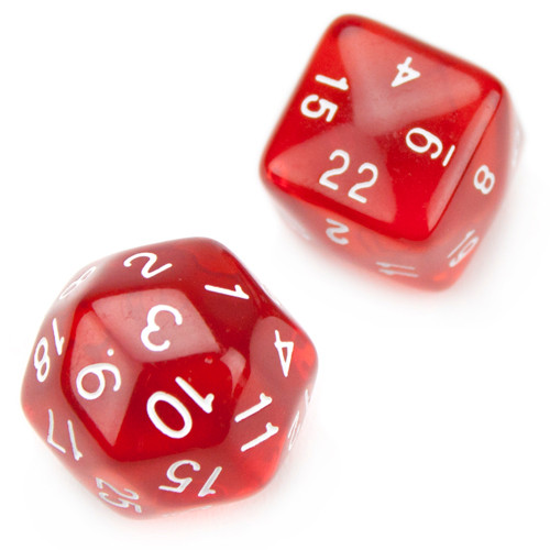 Set of 24 and 30 Sided Translucent Red Polyhedral Dice - Hobby Monsters