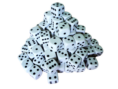 16mm White Round Corner Dice w/ Black Pips - Hobby Monsters