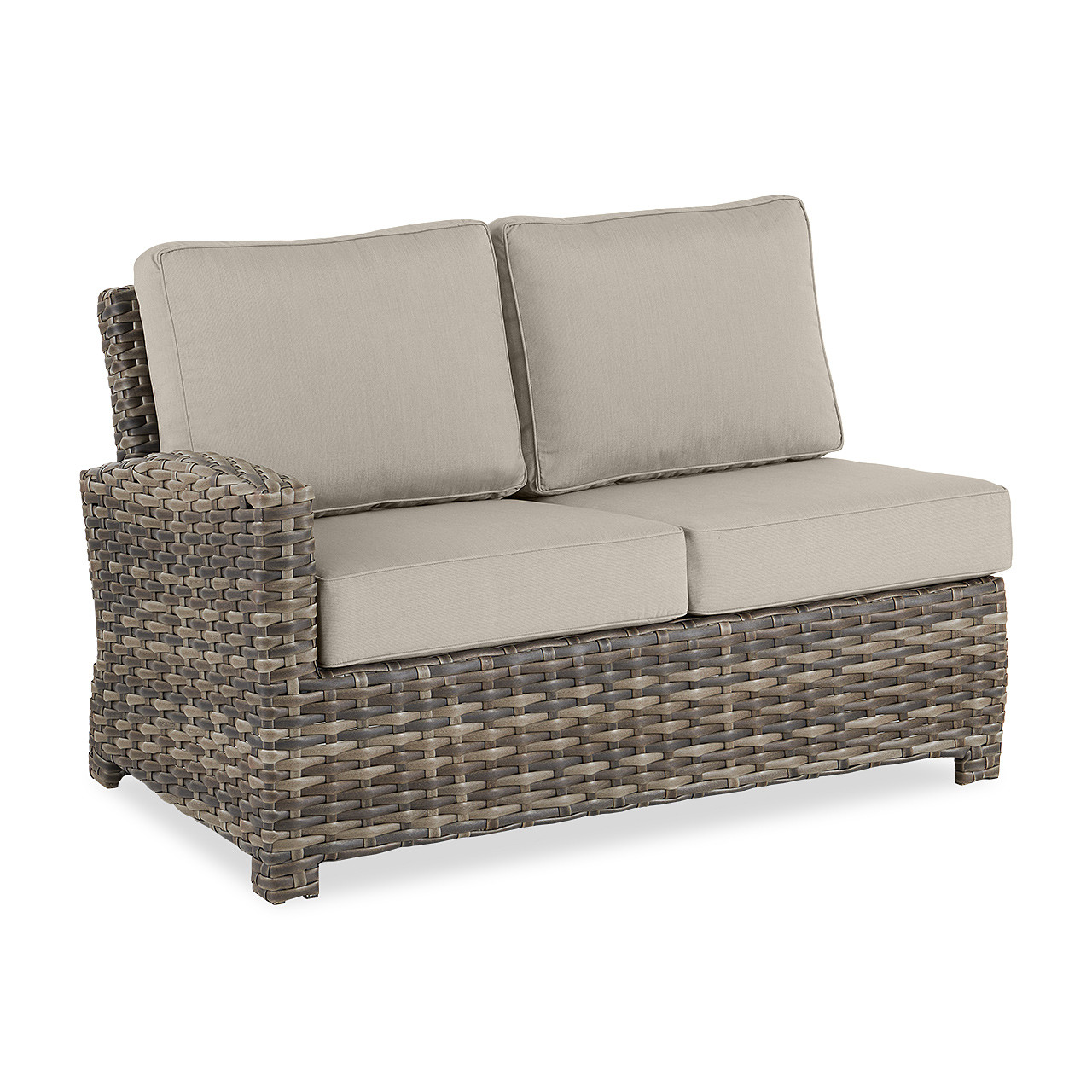 Contempo Husk Outdoor Wicker with Cushions Left Arm Facing Loveseat Chair King Backyard Store