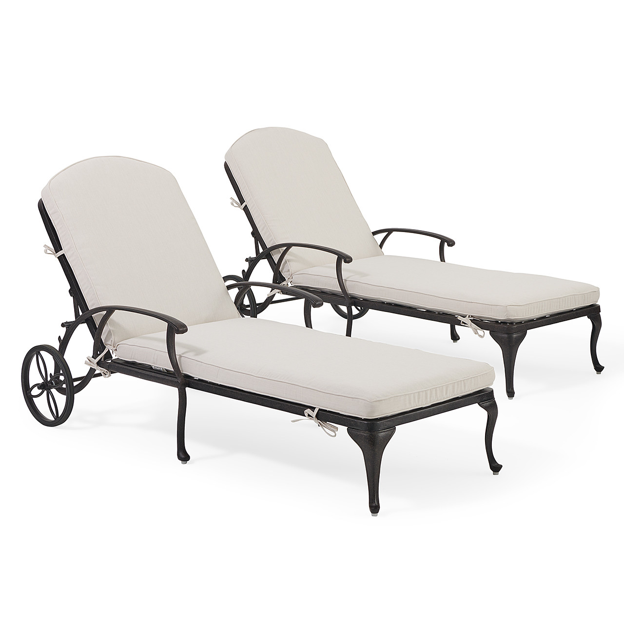 Cadiz Aged Bronze Cast Aluminum With Cushions 2 Piece Chaise Lounge Set