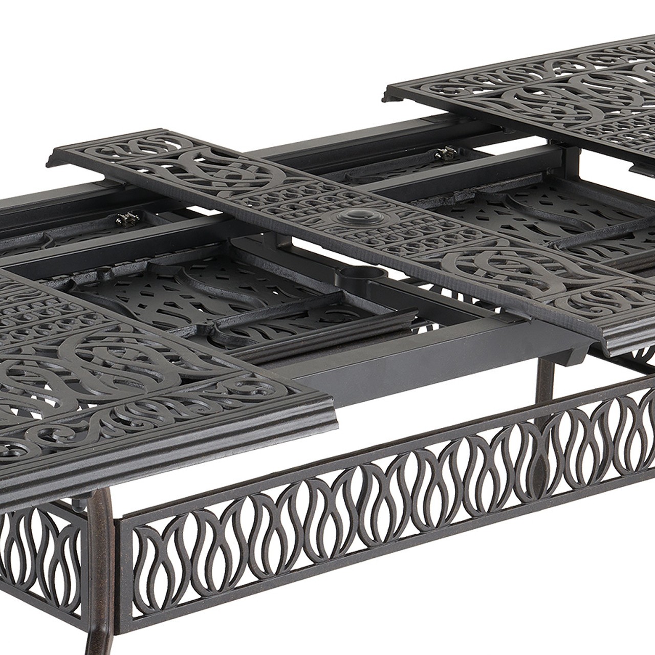 Cadiz Aged Bronze Cast Aluminum 71 103 X 44 In Double Extension Dining