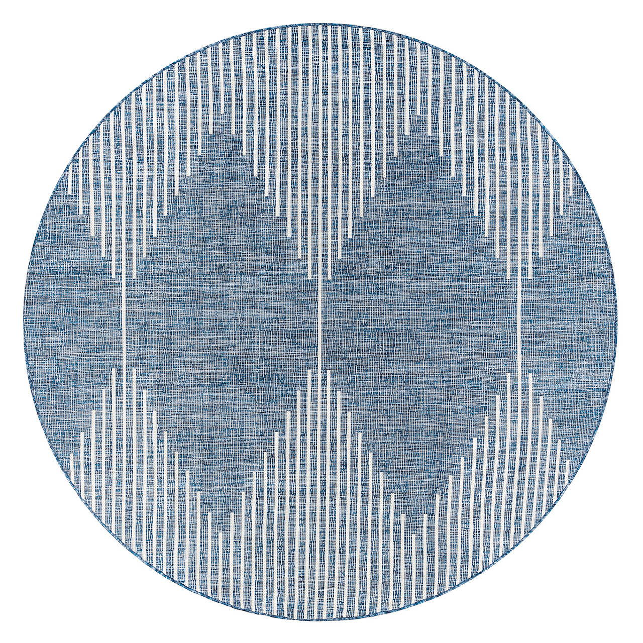 Blue Diamond and White Stripes Round Rug - Chair King Backyard Store