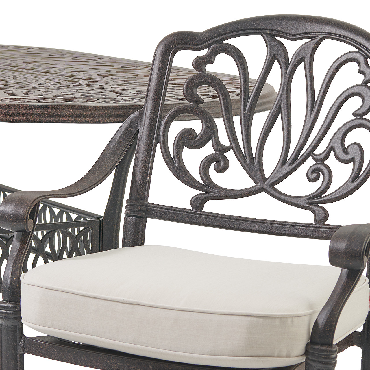 Cadiz Aged Bronze Cast Aluminum With Cushions 7 Piece Dining Set 72 X