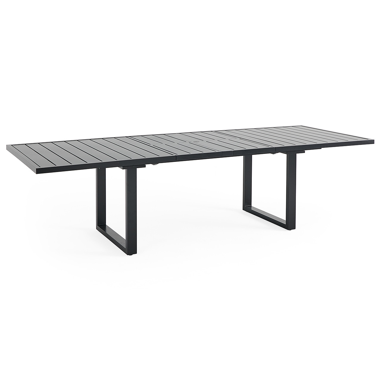 Chelsea Textured Black Aluminum 84-114 x 44 in. Double Extension Dining ...
