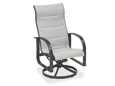 Ibiza Glimmer Grey Aluminum Padded Sling Swivel Rocker
