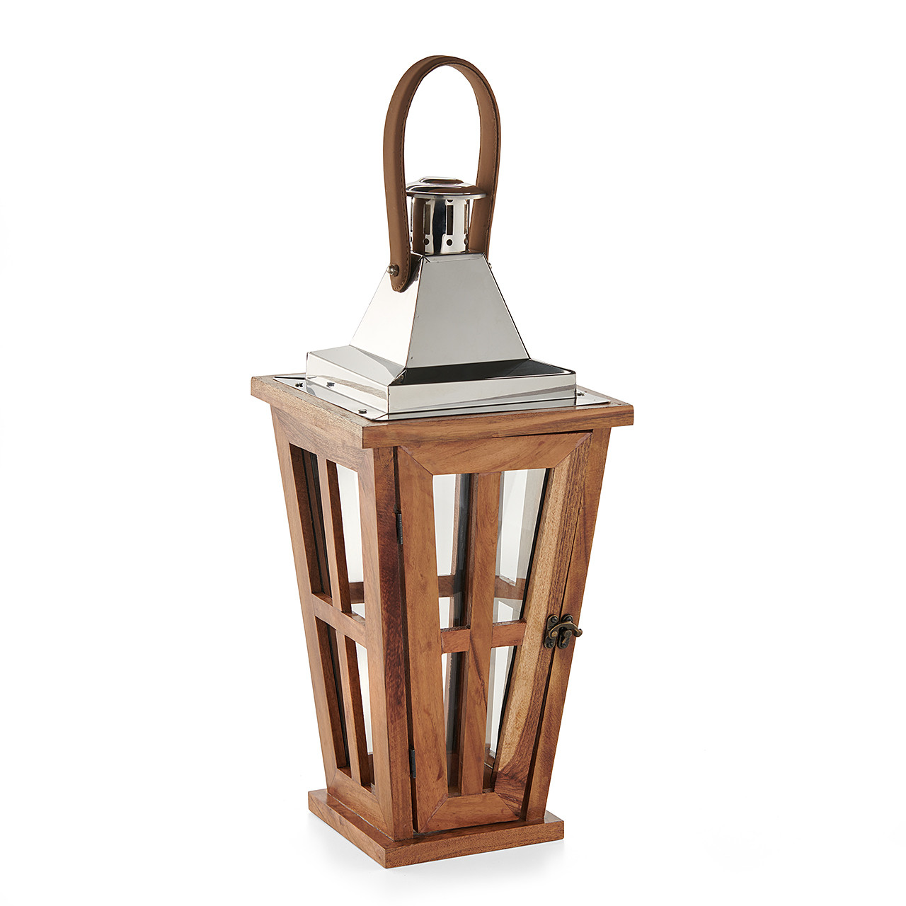 20.5 in. Glass Taper Wooden Lantern — Planner 5D