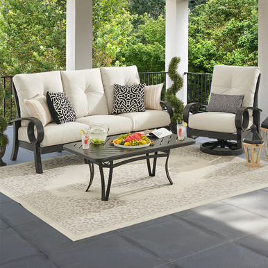 Eclipse Autumn Rust Aluminum and Pashmina Cloud Cushion 3 Pc. Swivel ...