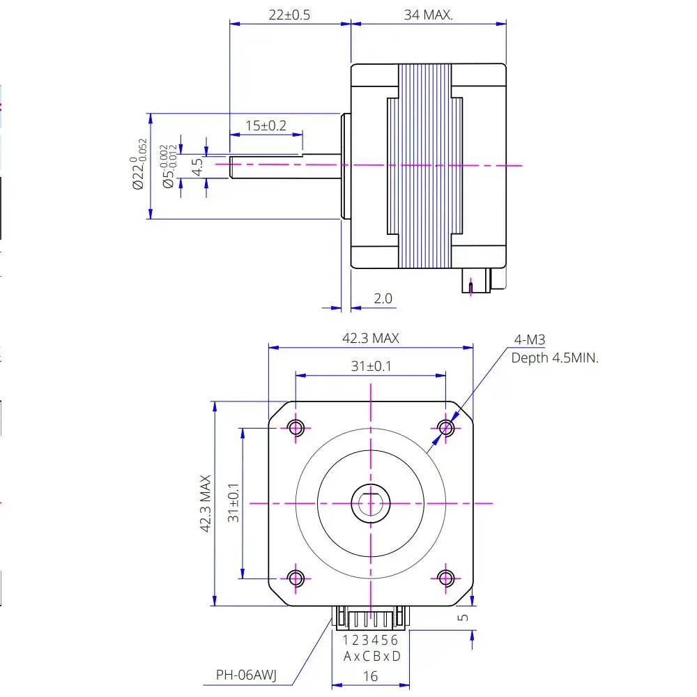NEMA17 Stepper Motor - 34 mm 1.8 Degree | SPOOL3D Canada
